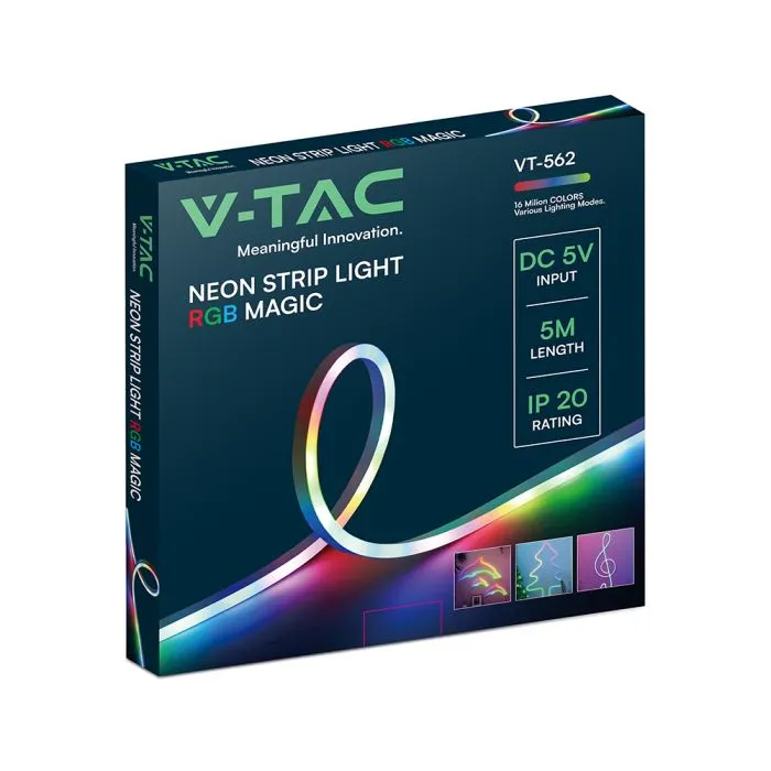 V-TAC Strip LED Neon Magic RGB 5m USB 5V multicolore con Telecomando ...